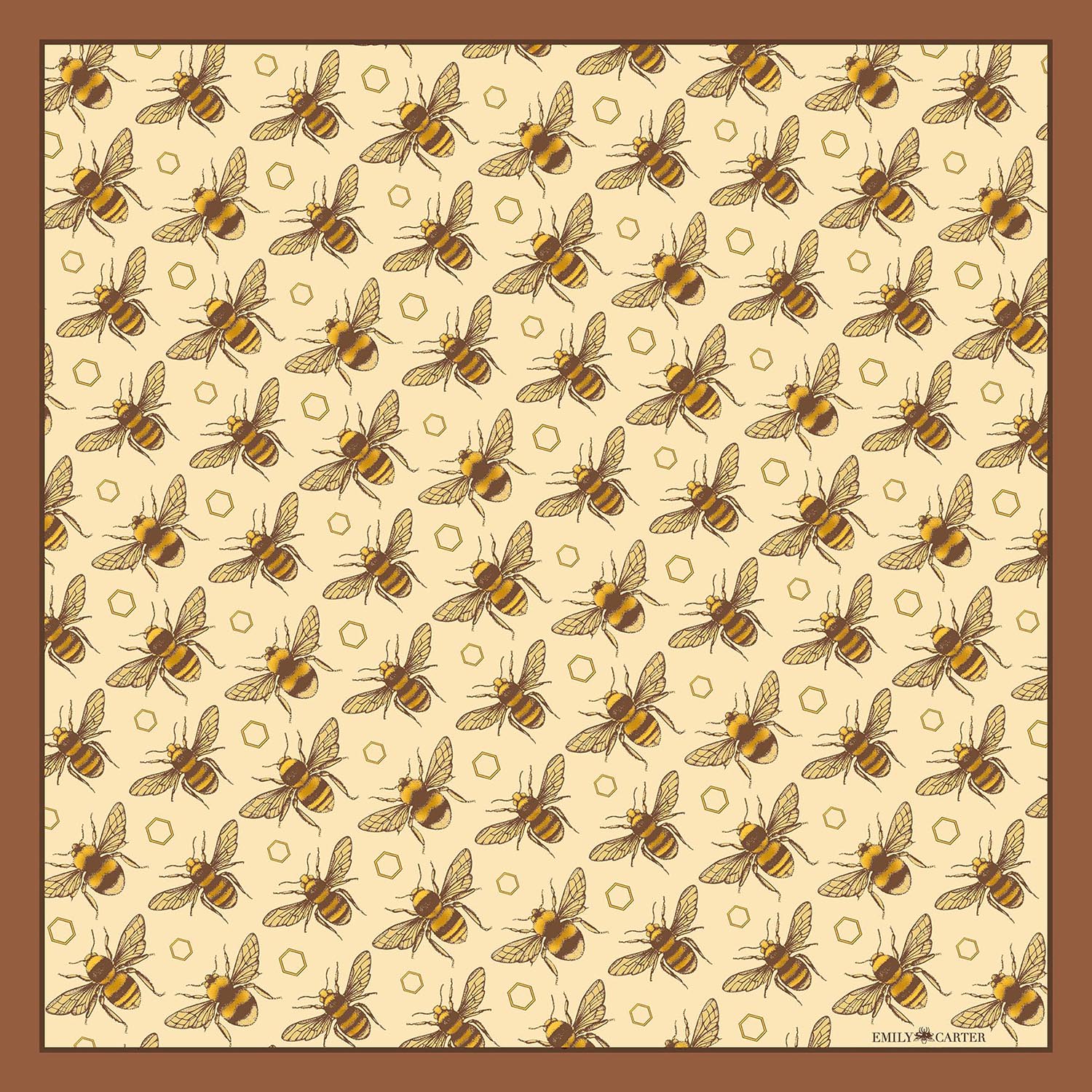 Women's Gold The British Bee Silk Scarf - M | Emily Carter from Emily ...