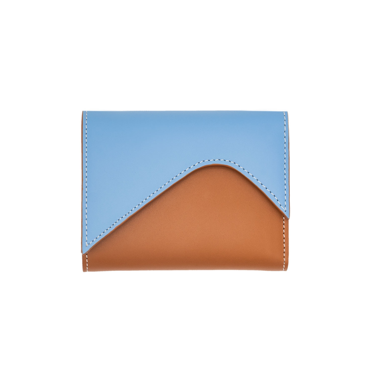 Mountain Blue And Brown Leather Trifold Wallet | ABSURDE | Wolf & Badger