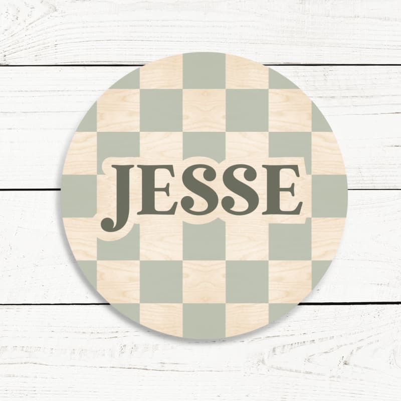 Green Checkered Name Sign | CraftCuts.com