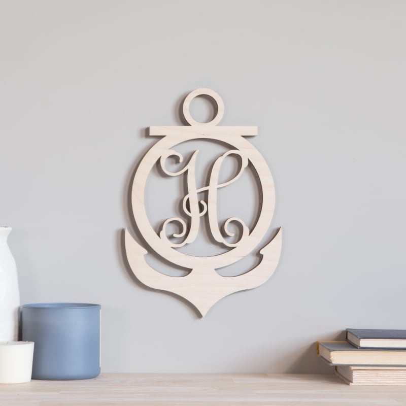 Anchor Monogram - Wood Monogram Anchor | Craftcuts.com