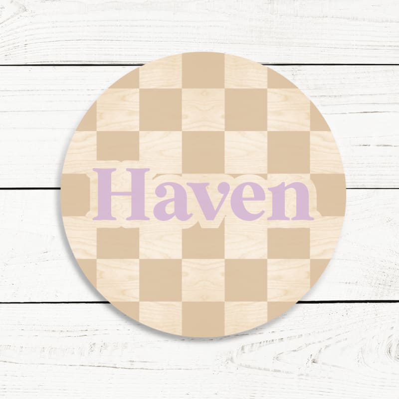 Tan Checkered Name Sign | CraftCuts.com