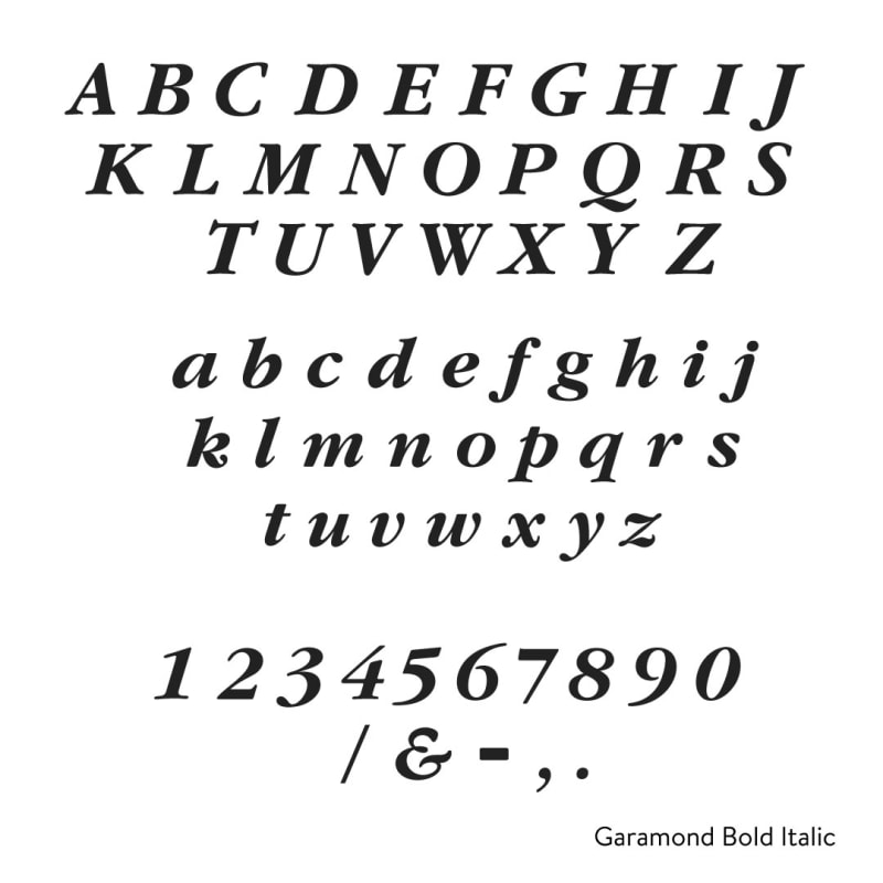 Garamond Bold Italic Cast Metal Letters - Any Color, Any Size ... Garamond Bold Italic Cast Metal Letters - Any Color, Any Size ...