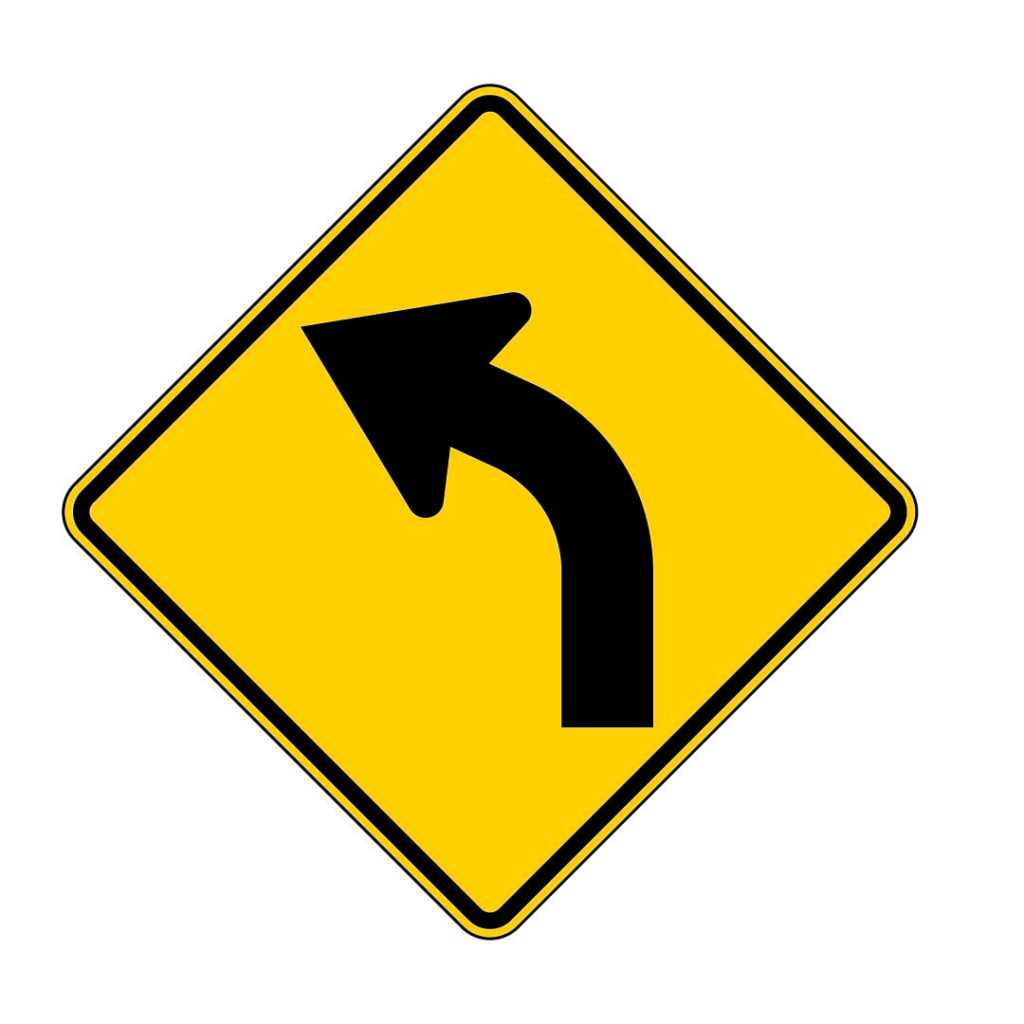 Left Curve Ahead Sign (W1-2L) | Advanced Sign