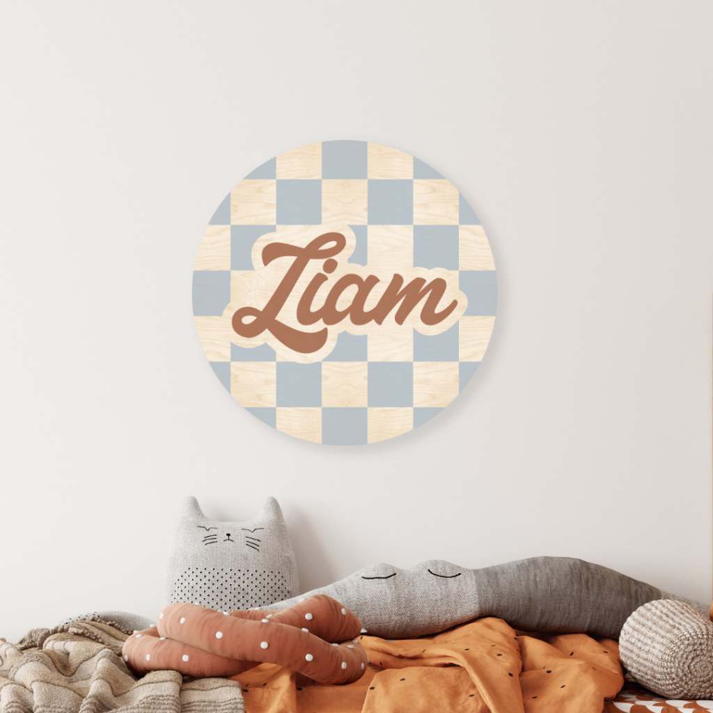 Blue Checkered Name Sign | CraftCuts.com
