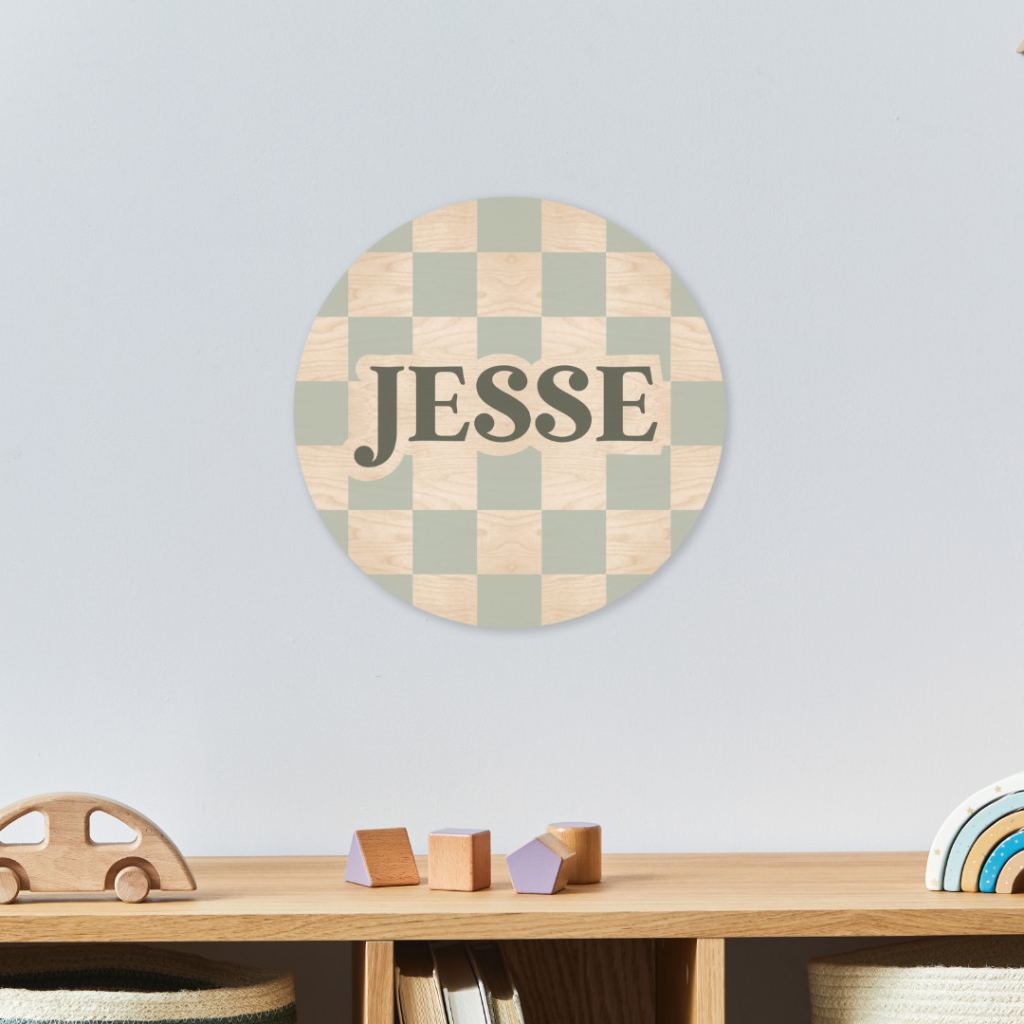 Green Checkered Name Sign | CraftCuts.com