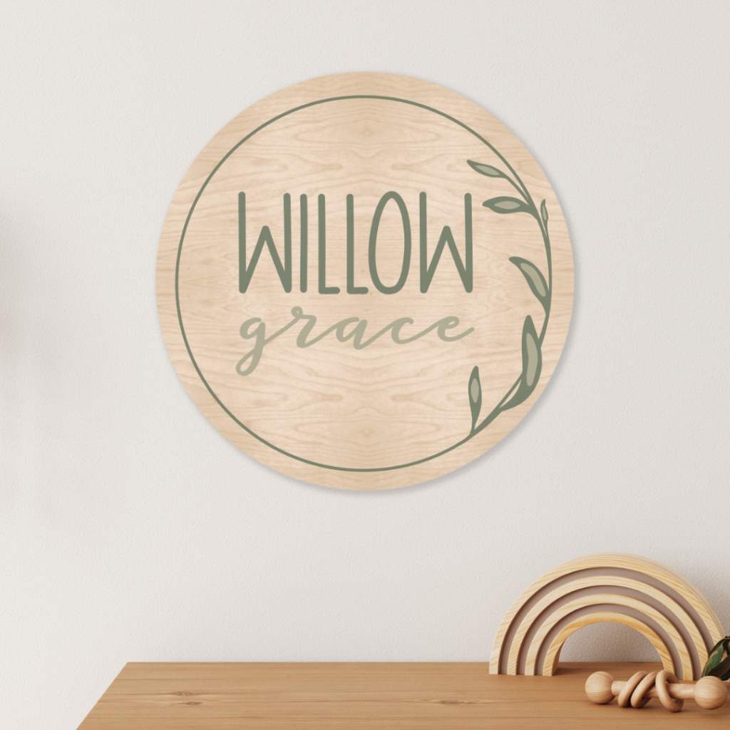 Greenery Round Name Sign | CraftCuts.com