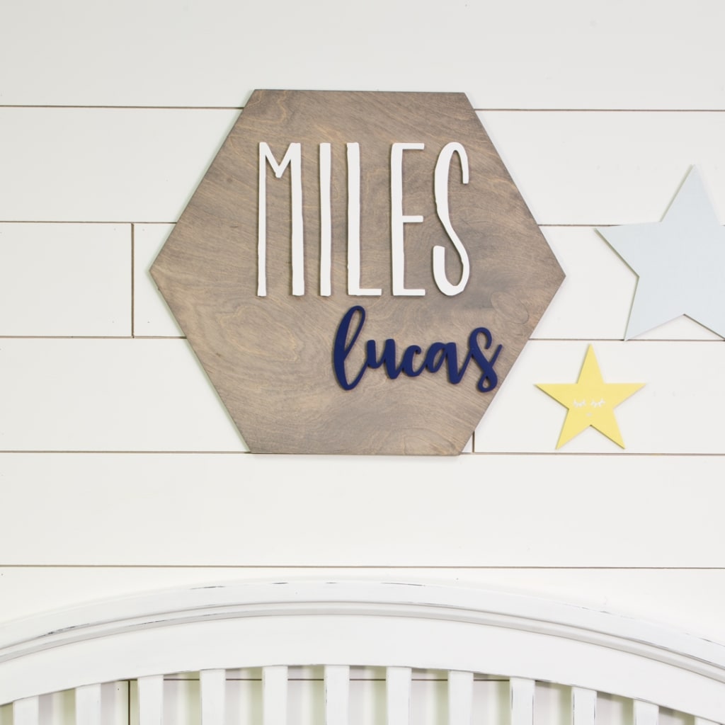 Hexagon Wood Name Sign - Custom | Craftcuts.com