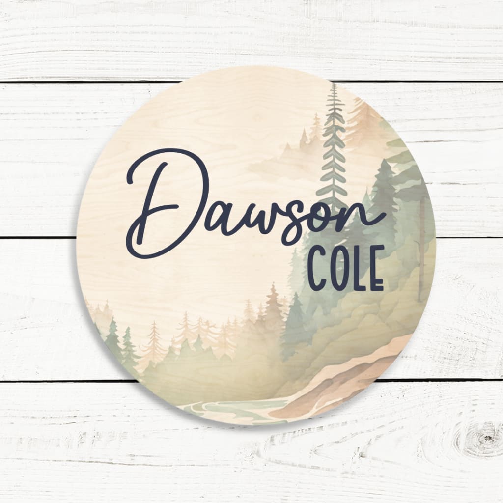 Watercolor Forest Round Name Sign | CraftCuts.com