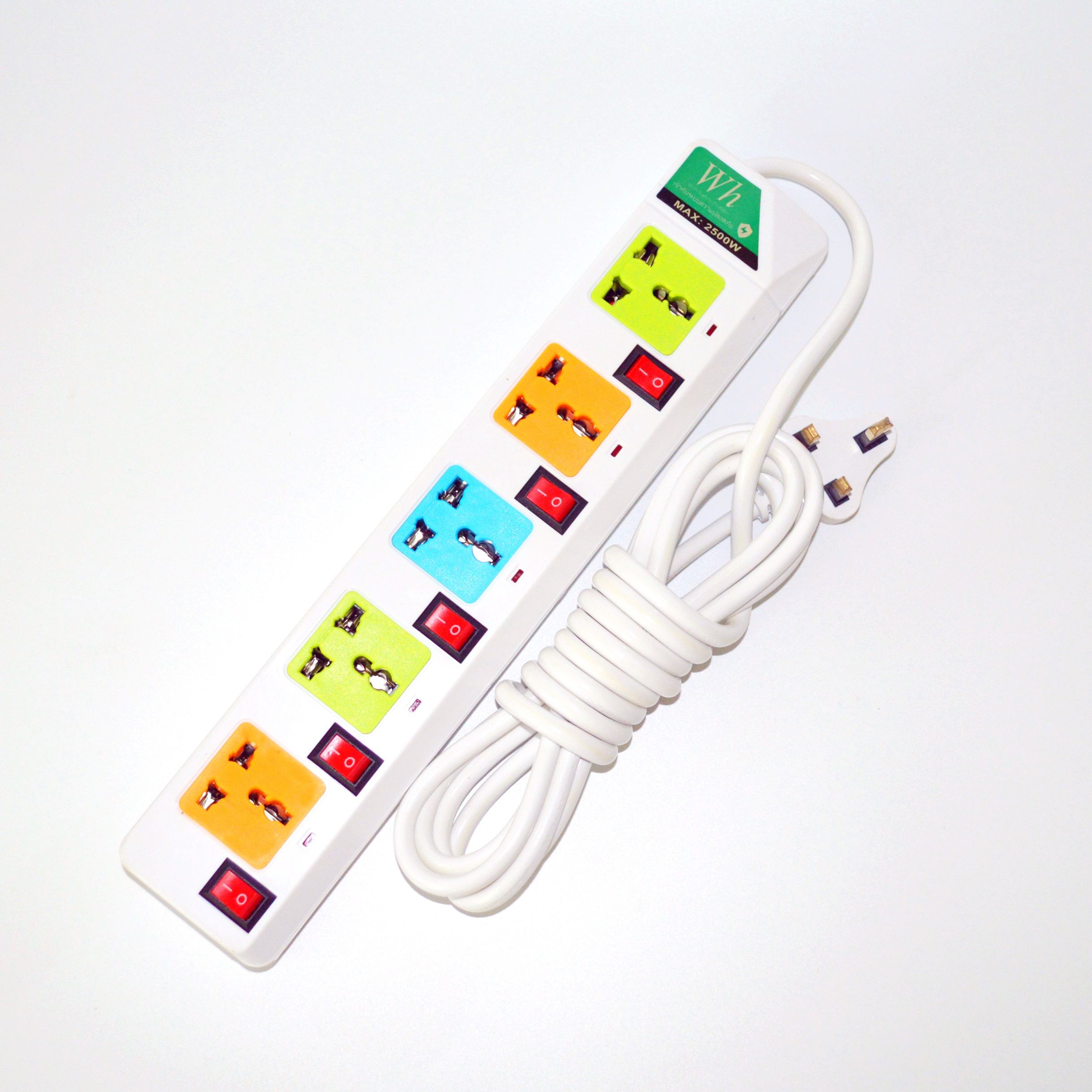 2M Cable Power Strip Extension Cord Switched 5 Gang Multi Extension ...