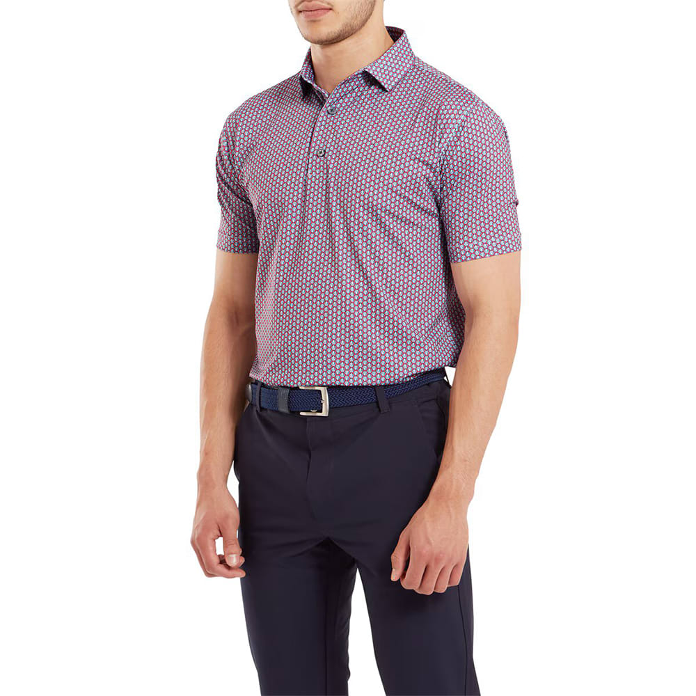 Men's Scallop Shell Foulard Lisle Polo Shirt | Flook