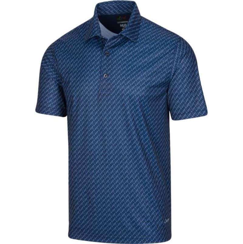 Greg Norman ML75 Micro Iron Print Men’s Navy Shirt | Flook