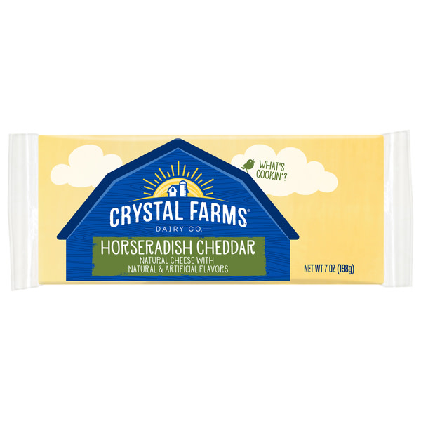 Crystal Farms Wisconsin Horseradish Cheddar Cheese. Brick | Fig App