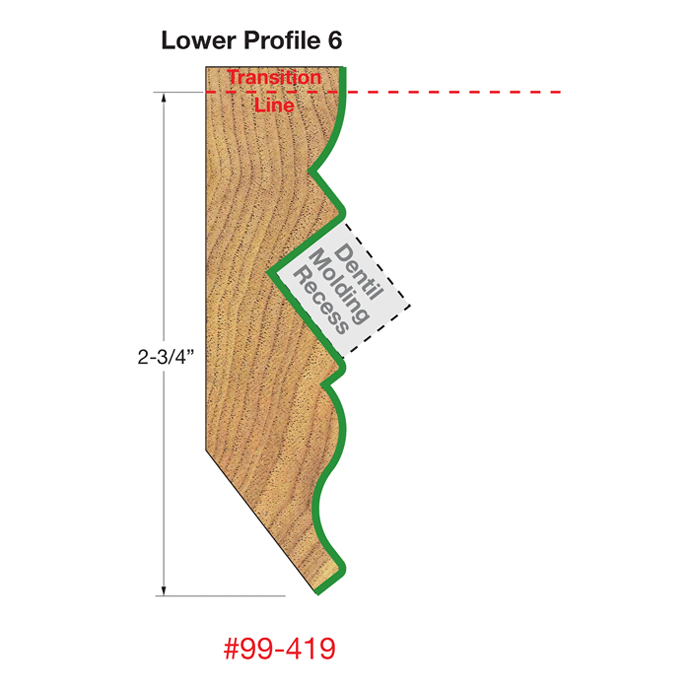 Freud 1-3/8" Wide Crown Molding Bit, 4-9/16" Overall Length, Lower ...