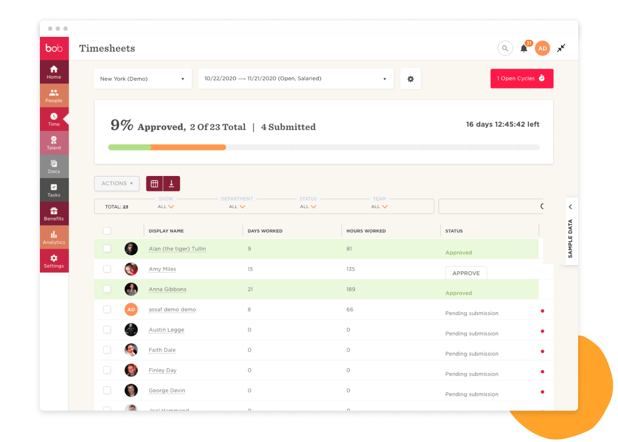 Employee Time and Attendance Tracking Software | Hibob