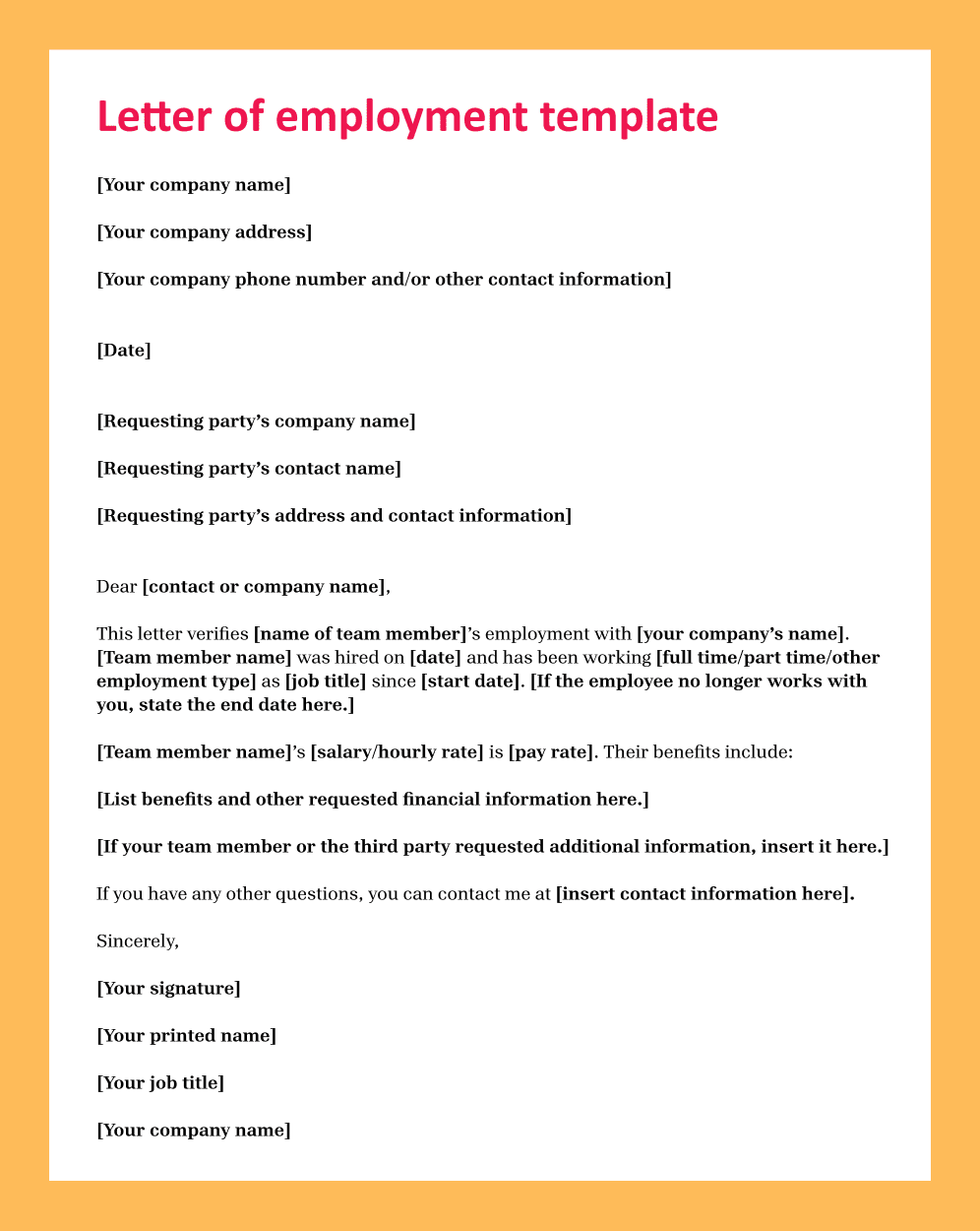 How to write a letter of employment (template & examples) | HiBob