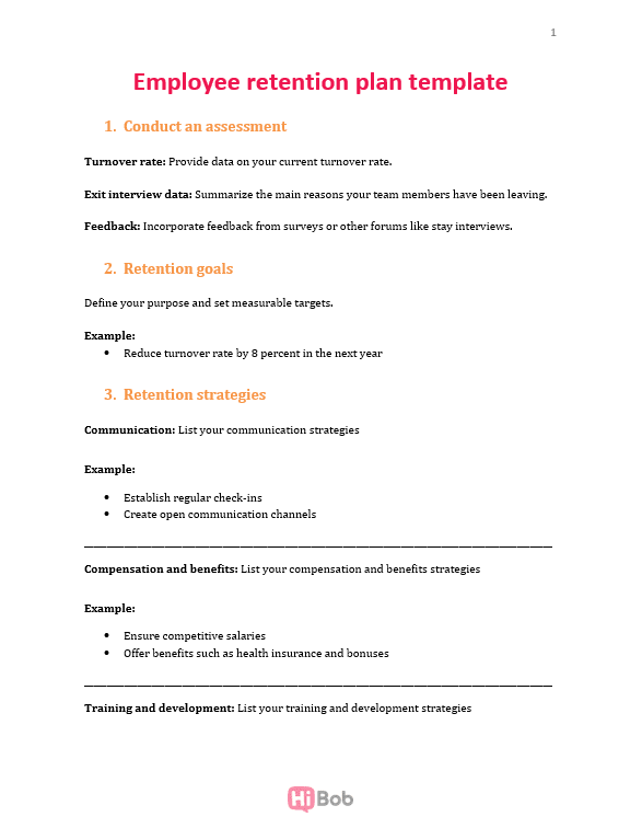 Employee retention plan template [Free download]