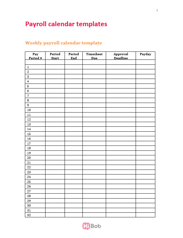 2026 payroll calendar template and guide | HiBob