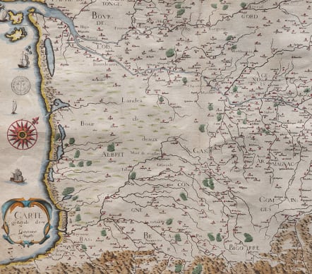 V RARE NICOLAS TASSIN FOLIO MAP OF AQUITAINE GUYENNE 1635 C || Michael ...