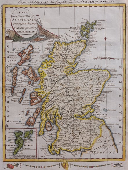 DECORATIVE MAP OF SCOTLAND BY KITCHEN 1780 || Michael Jennings Antique ...