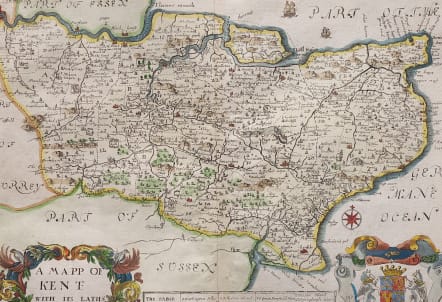 BLOME'S RARE DECORATIVE MAP OF KENT 1673 || Michael Jennings Antique ...