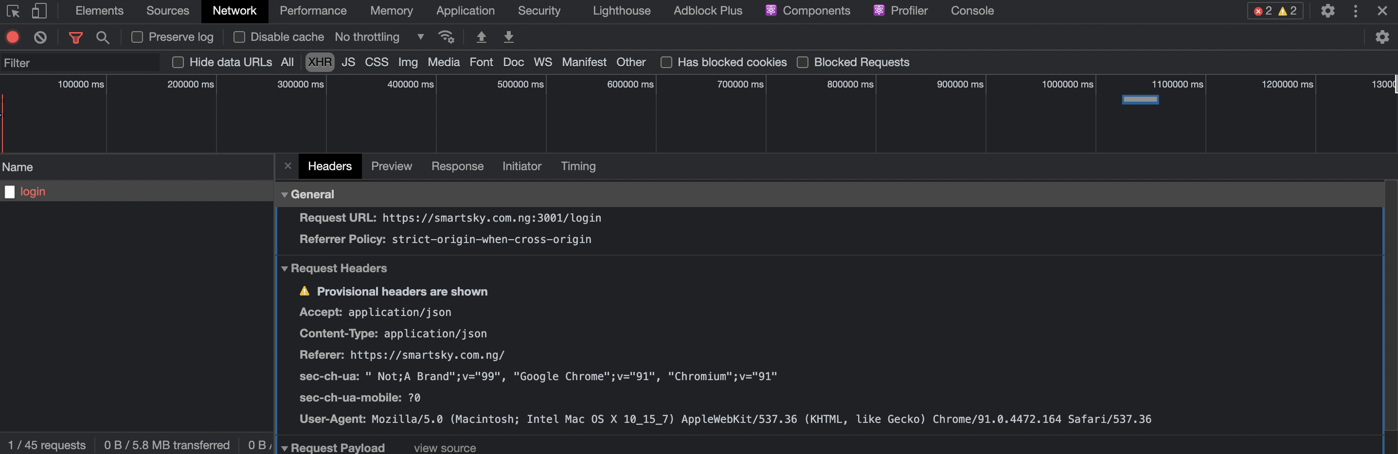 Net Err Connection Timed Out When Making A Post Request From React Js
