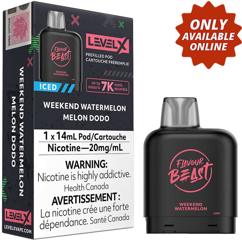 Level X Pod - Flavour Beast: Weekend Watermelon (14mL) | 180 Smoke Level X Pod - Flavour Beast: Weekend Watermelon (14mL) | 180 Smoke