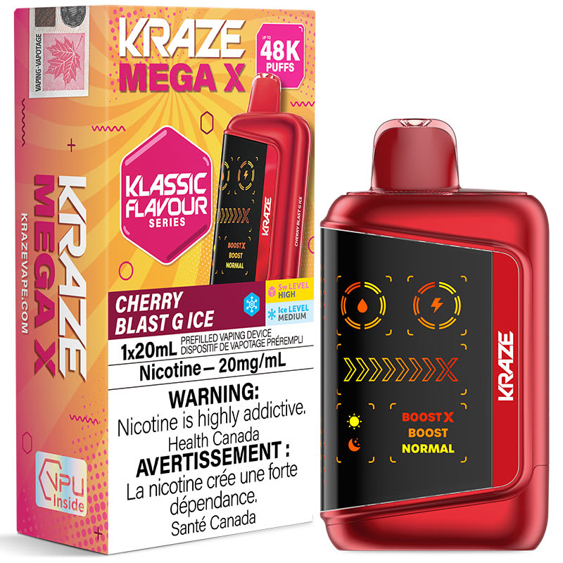 Kraze Mega X 48K Disposable Vape: Cherry Blast G Ice (20mL) | 180 Smoke