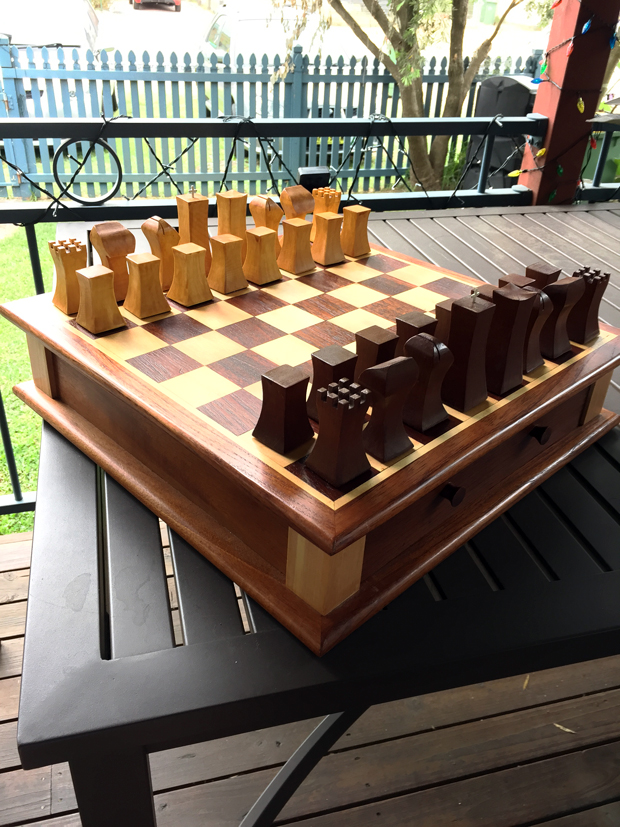 Chessboard with Matching Pieces - Australian Wood Review