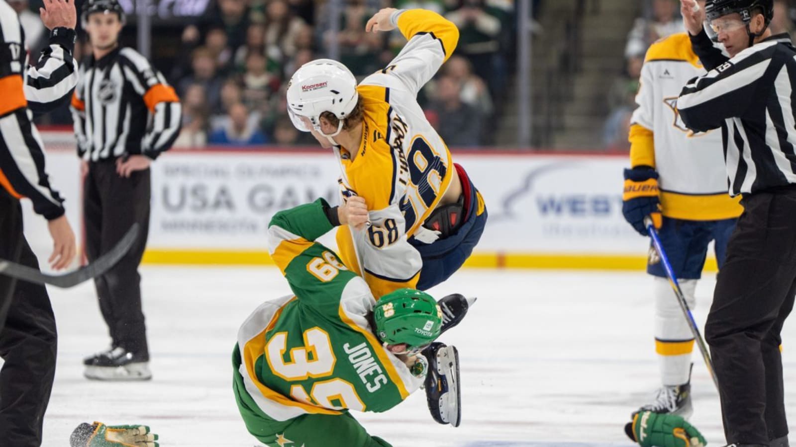 Predators’ Zachary L’Heureux given match penalty for slew-footing Wild ...