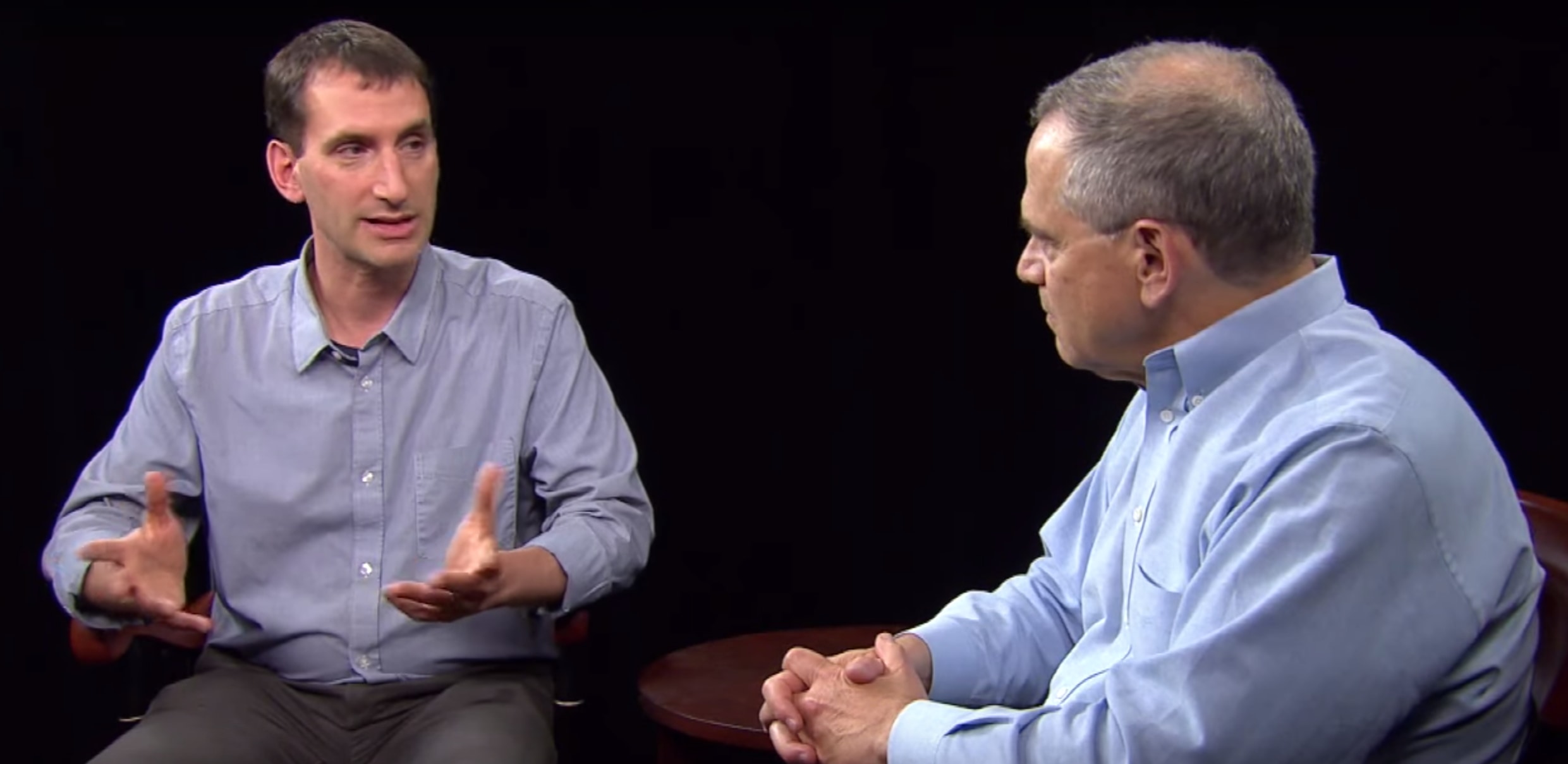 Joseph Ross (left) and Harlan Krumholz discuss medRxiv.