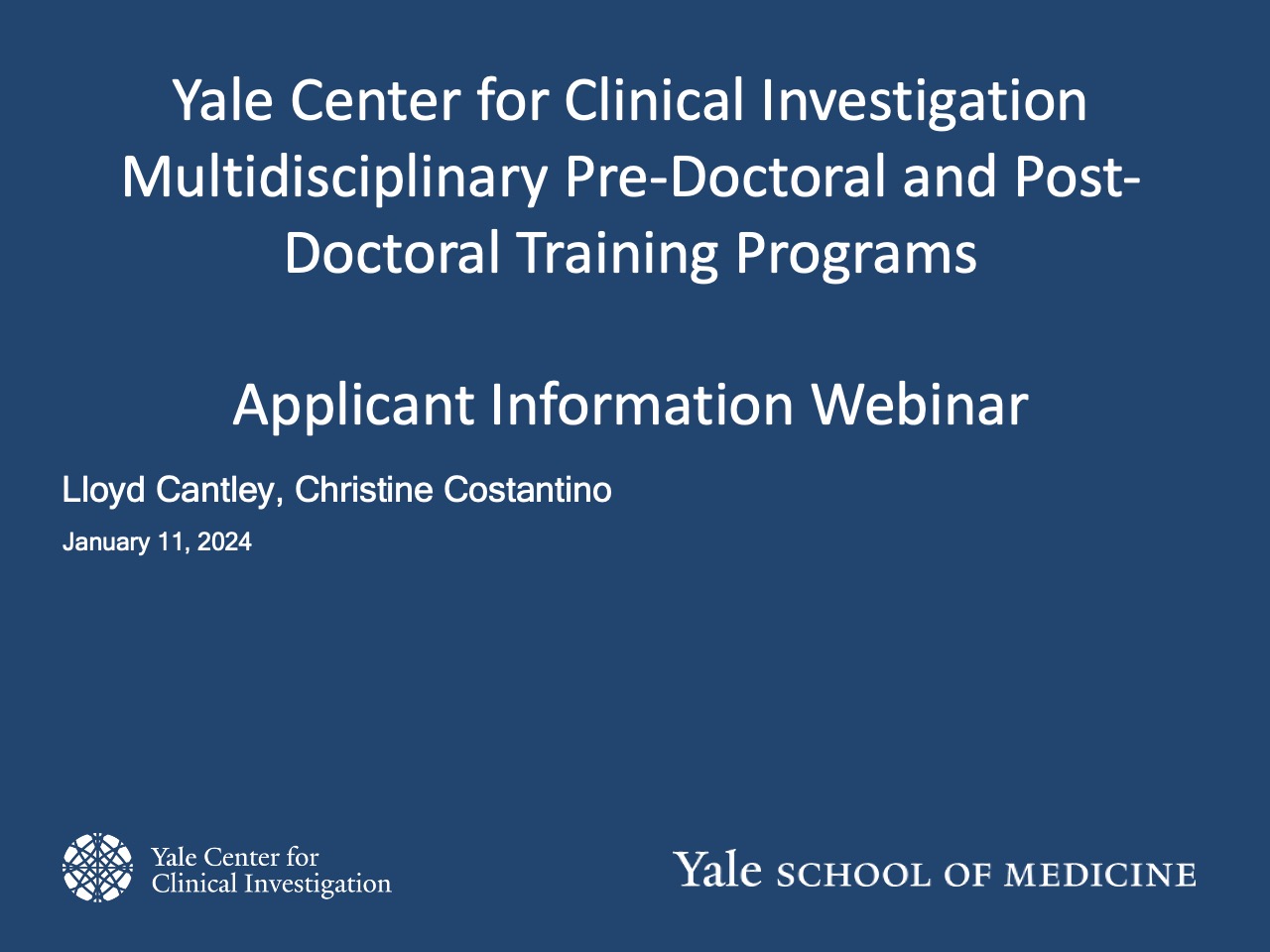 2024 YCCI Multidisciplinary Pre-Doctoral & Post-Doctoral Training ...