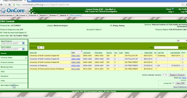 ACTorNOT OnCore Registration & Randomization Training Video