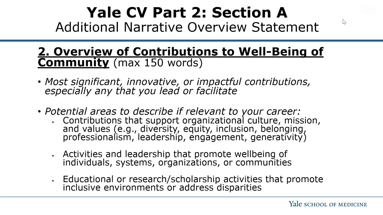 OAPD Faculty Workshop: CV2 Narrative Descriptions and Supporting Data