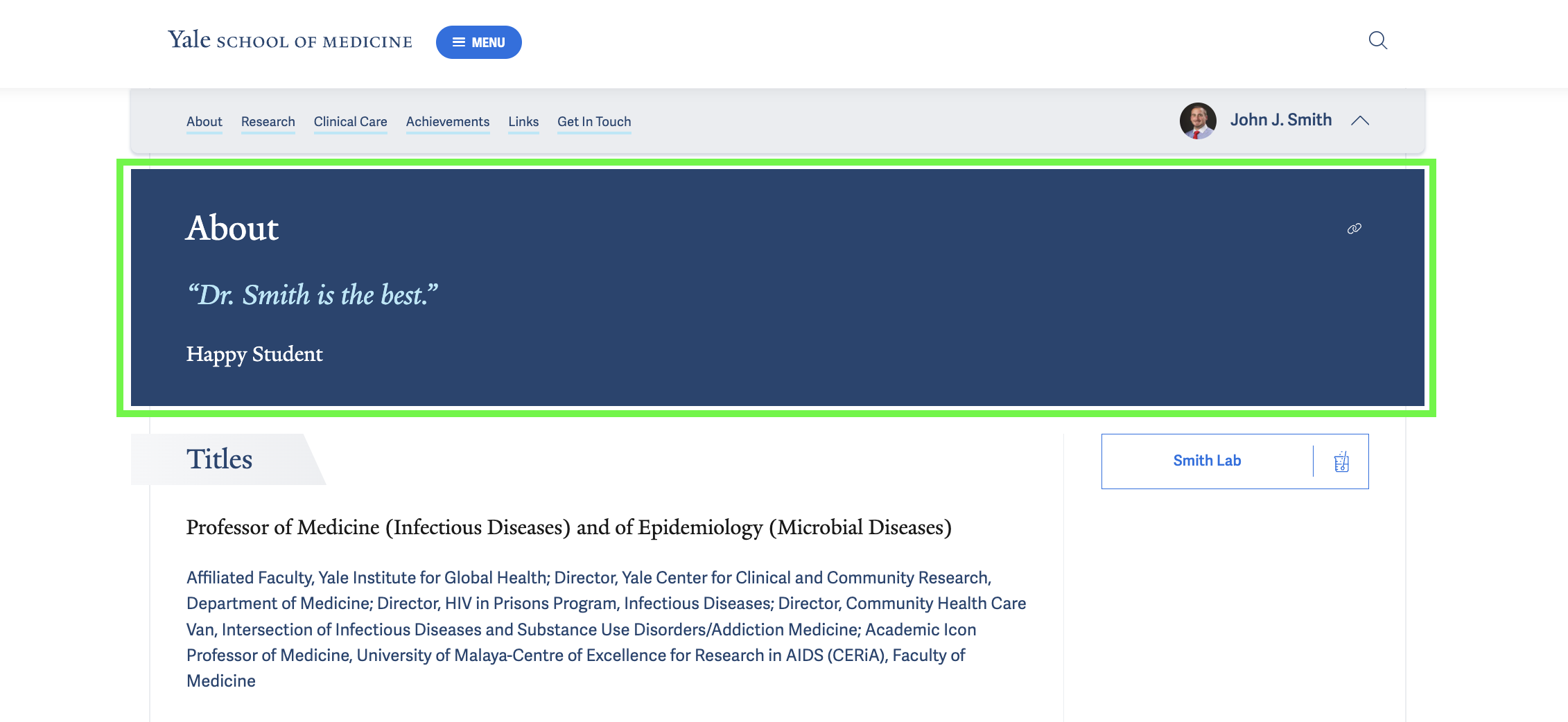 YSM Profile Section Headers