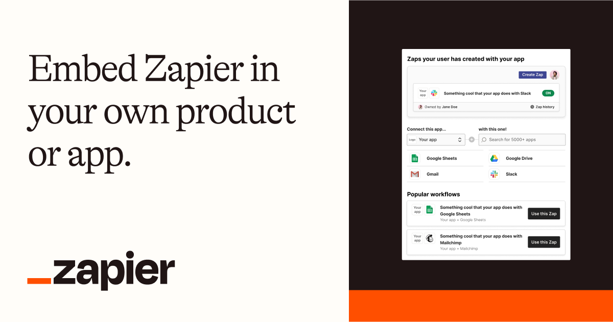 Embed Zapier in your own product or app