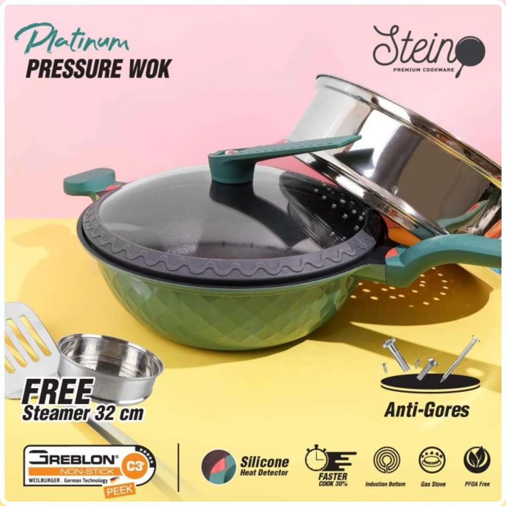 Jual Stein Wok Presto 32Cm Steamer Pressure Platinum Anti Baret Kode ...