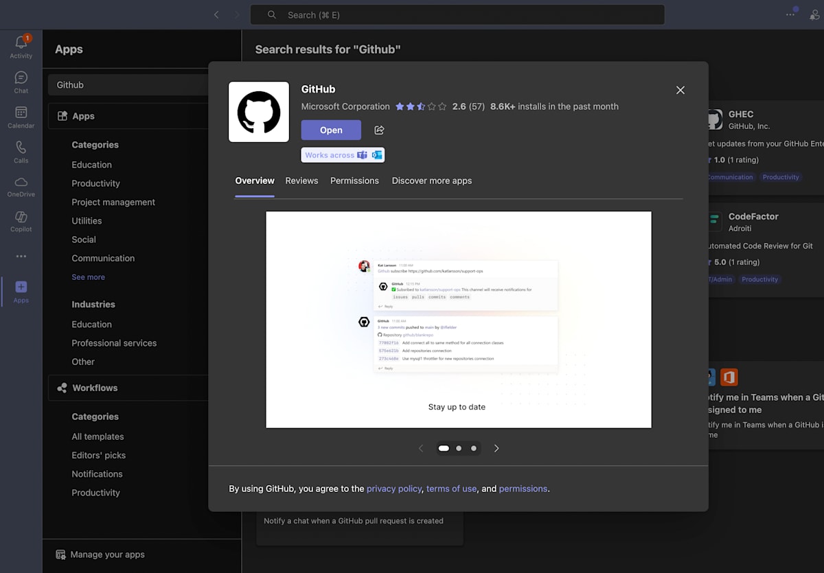 Microsoft Teams 経由で Github の通知を受け取るためのセットアップメモ