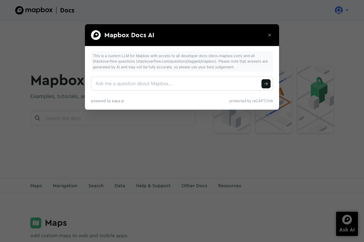 Mapbox Docs AI (AIチャットボット) を使ってみる