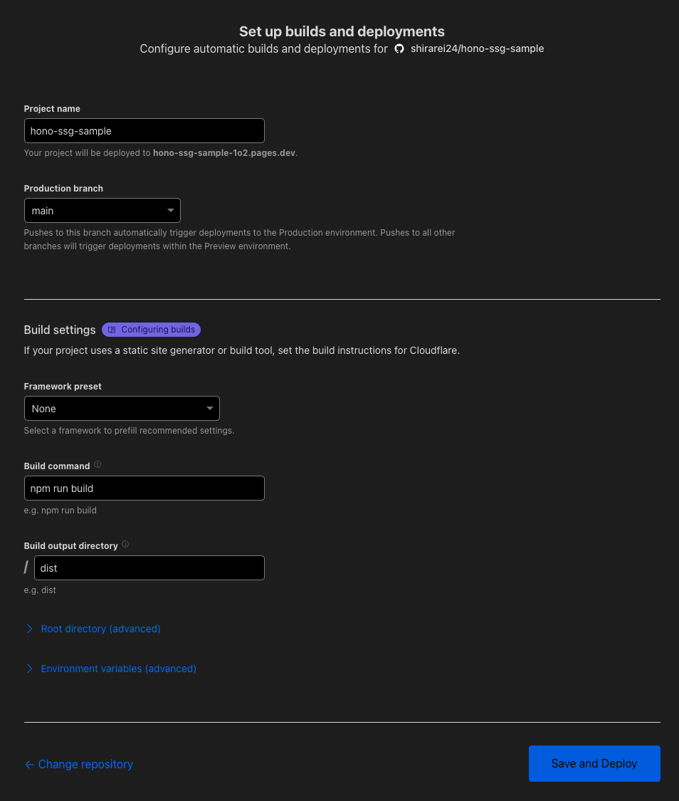 Hono+SSGなWebサイトをCloudflare Pagesでデプロイするまでのメモ