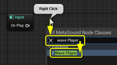 音源（Sound Wave）を再生する｜UE5 MetaSoundで音を作ろう