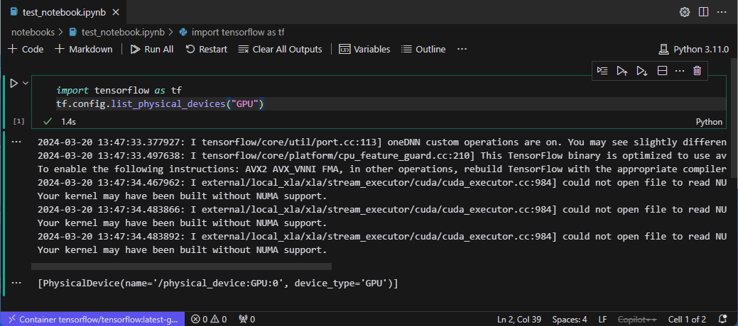 WSLとDockerを使ってTensorFlow GPU環境を構築