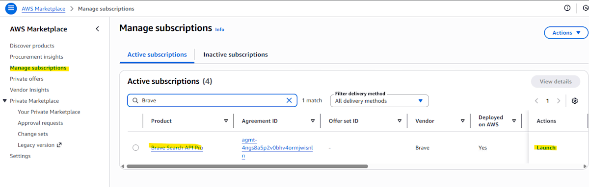 AWS で Web 検索！Marketplace から Brave API を使う