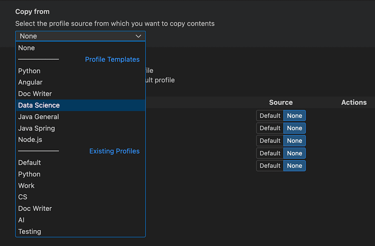 Visual Studio Code のプロファイル