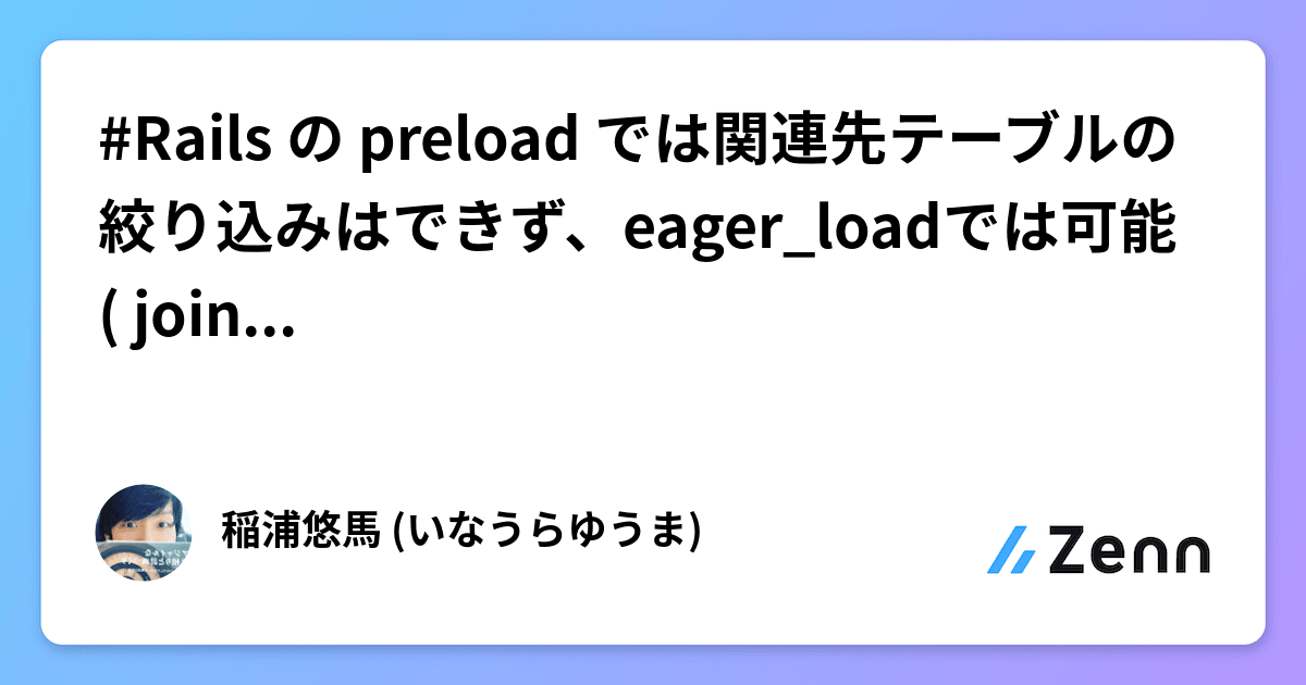 #Rails の preload では関連先テーブルの絞り込みはできず、eager_loadでは可能 ( joins / includes