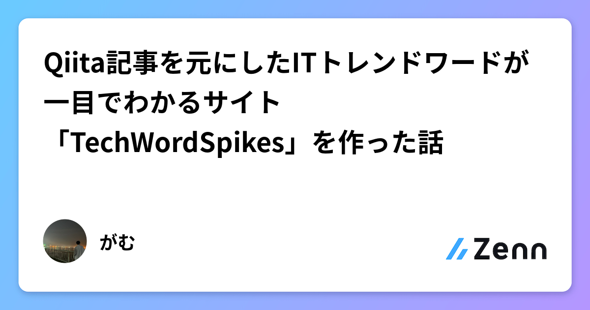 Qiita記事を元にしたITトレンドワードが一目でわかるサイト「TechWordSpikes」を作った話🧗