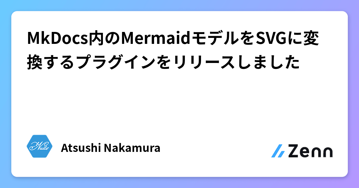 MkDocs内のMermaidモデルをSVGに変換するプラグインをリリースしました