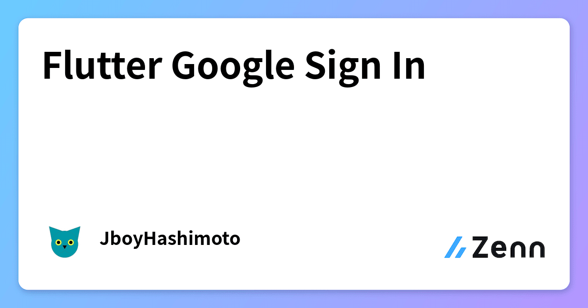 Flutter Google Sign In