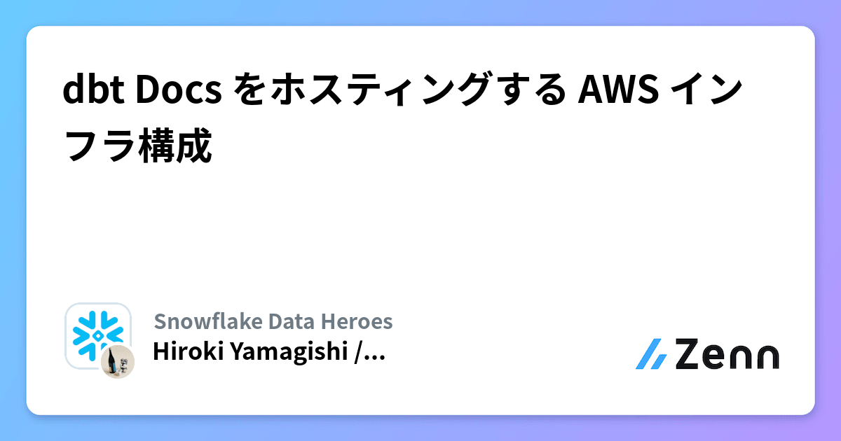 dbt Docs をホスティングする AWS インフラ構成