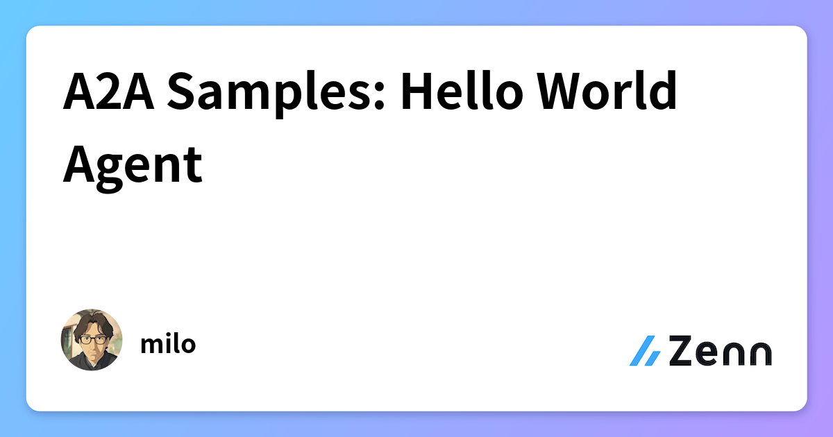 A2A Samples: Hello World Agent