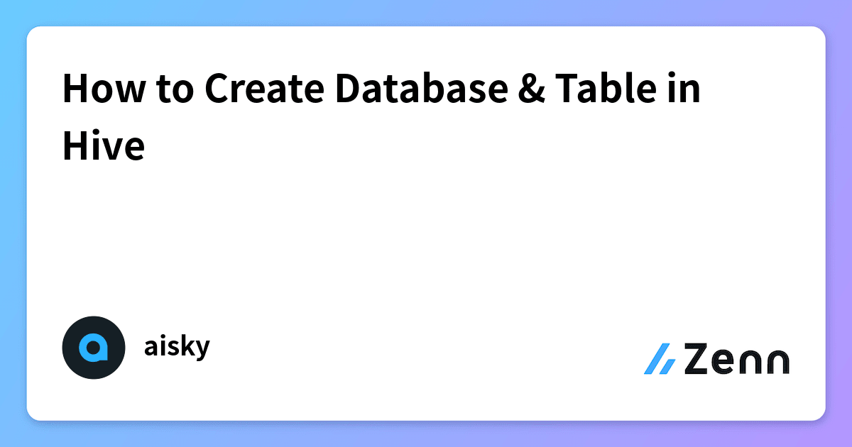 How to Create Database & Table in Hive